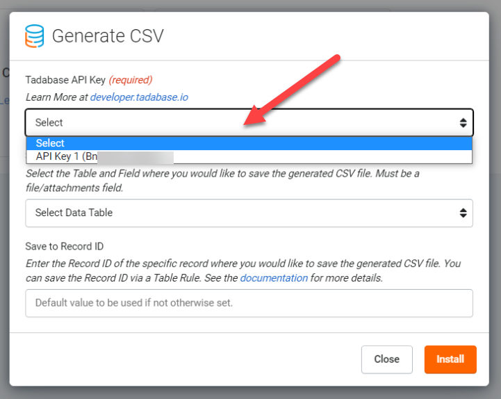 Generate CSV Pipe Tadabase